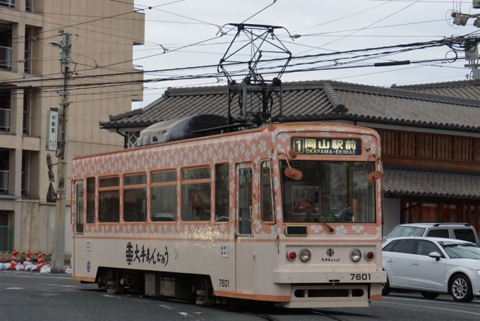 岡山電気軌道7600形電車 7601 中納言停留場 鉄道フォト・写真 by E4系P82編成さん | レイルラボ(RailLab)